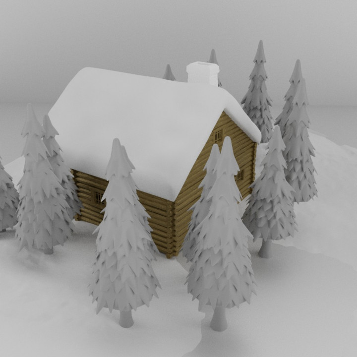 3D Printable Winter Cabin - Tabletop Terrain - 28 MM by MiniatureLand