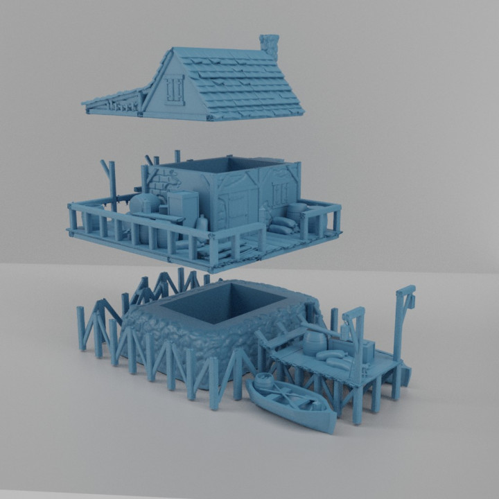 3D Printable Fishing House - Tabletop Terrain - 28 MM by MiniatureLand