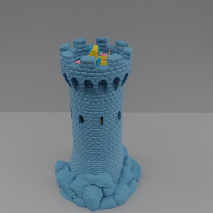 3D Printable Round Tower - Tabletop Terrain - 28 MM by MiniatureLand