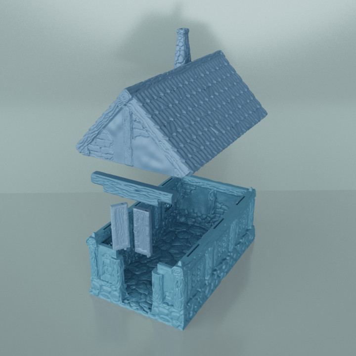 3D Printable Long House - Tabletop Terrain - 28 MM by MiniatureLand