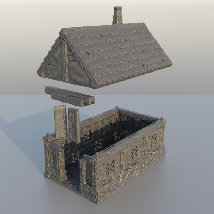 3D Printable Long House - Tabletop Terrain - 28 MM by MiniatureLand