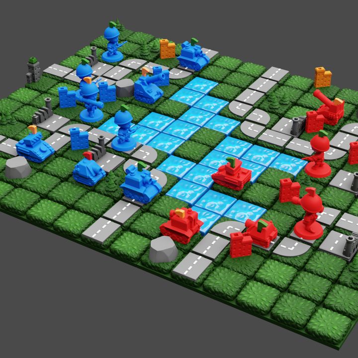 3D Printable Mini Tactics Wars - a tactical boardgame by Florian Azar