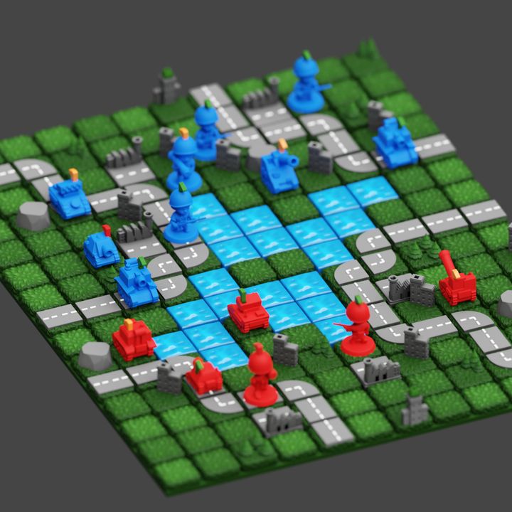 3D Printable Mini Tactics Wars - a tactical boardgame by Florian Azar