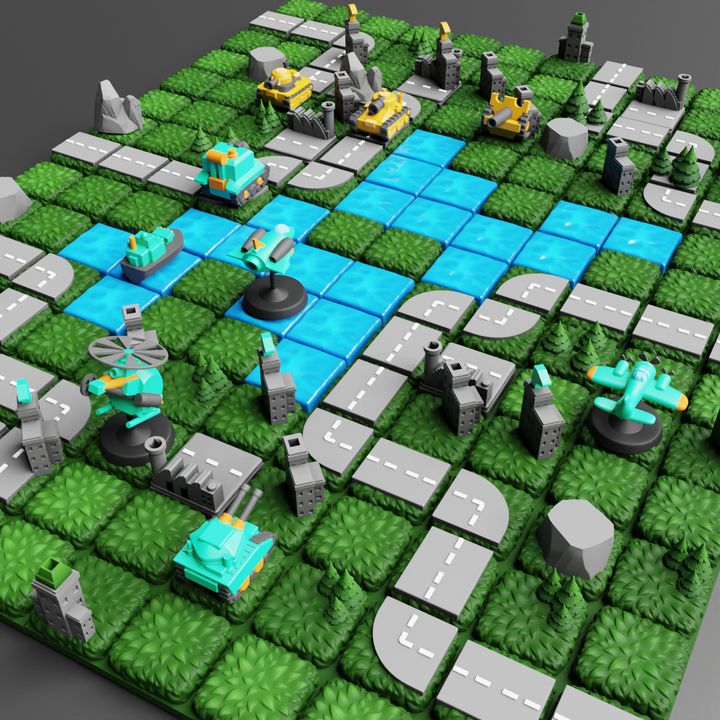 3D Printable Mini Tactics Wars - a tactical boardgame by Florian Azar