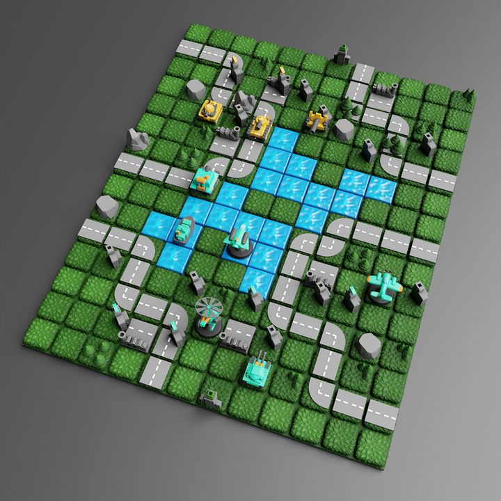 3D Printable Mini Tactics Wars - a tactical boardgame by Florian Azar