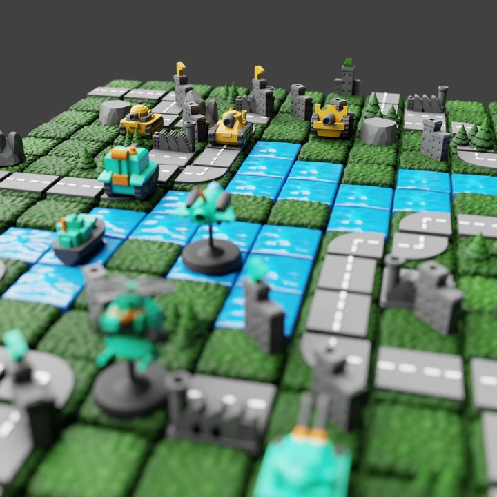 3D Printable Mini Tactics Wars - a tactical boardgame by Florian Azar