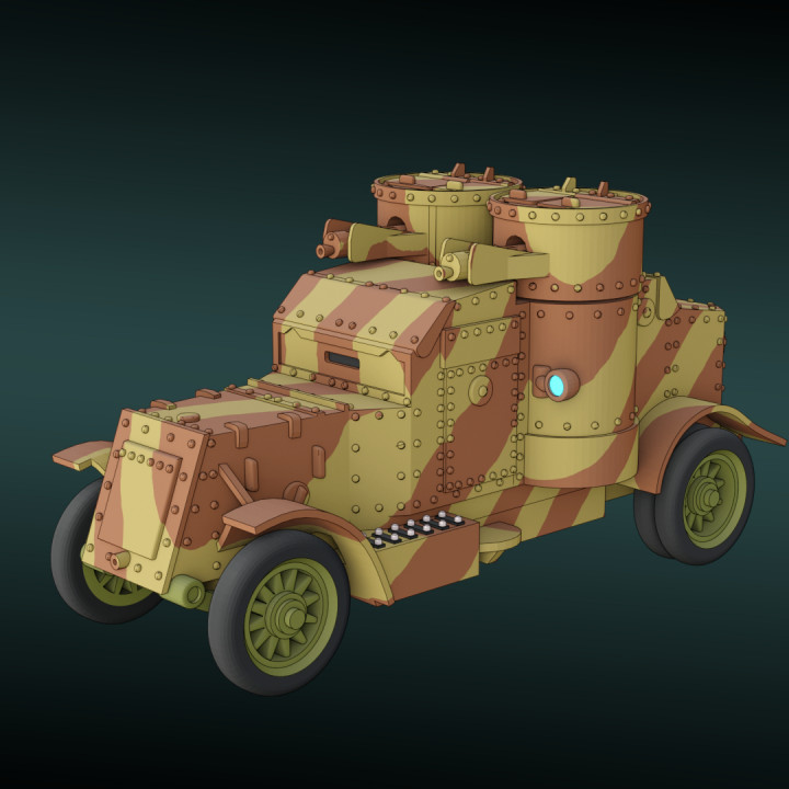 3D Printable Austin armoured car (WW1, British Empire) by Wargame3d