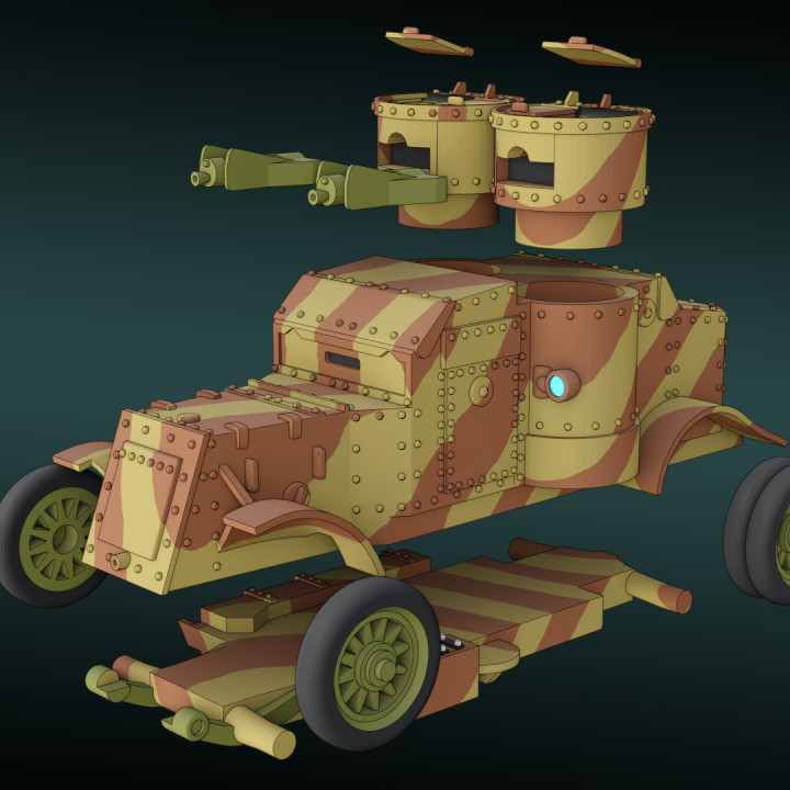 3D Printable Austin armoured car (WW1, British Empire) by Wargame3d