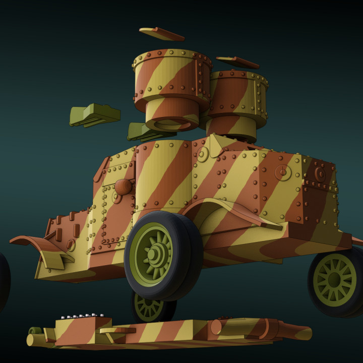 3D Printable Austin armoured car (WW1, British Empire) by Wargame3d