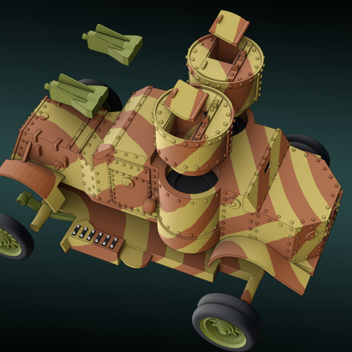 3D Printable Austin armoured car (WW1, British Empire) by Wargame3d