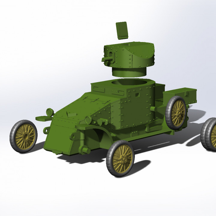 3D Printable Lanchester 4x2 Armoured car (WW1, British Empire) by Wargame3d