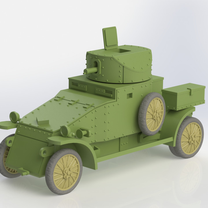 3D Printable Lanchester 4x2 Armoured car (WW1, British Empire) by Wargame3d