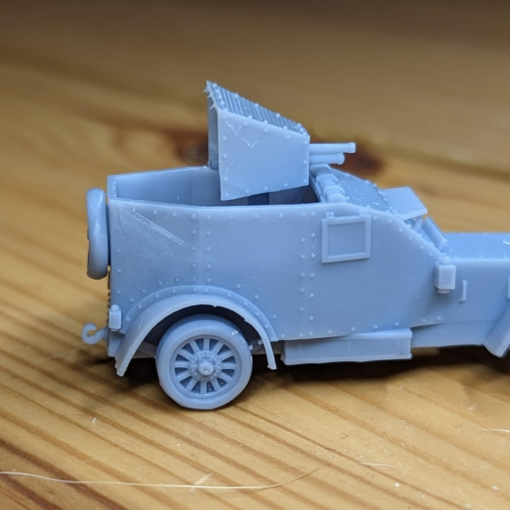 3D Printable Peugeot armoured car 1914 (WW1, France) by Wargame3d