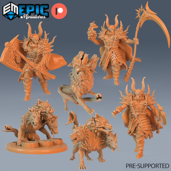 3D Printable Devil Warlord & Cerberus Set / Hell General & Three Headed ...
