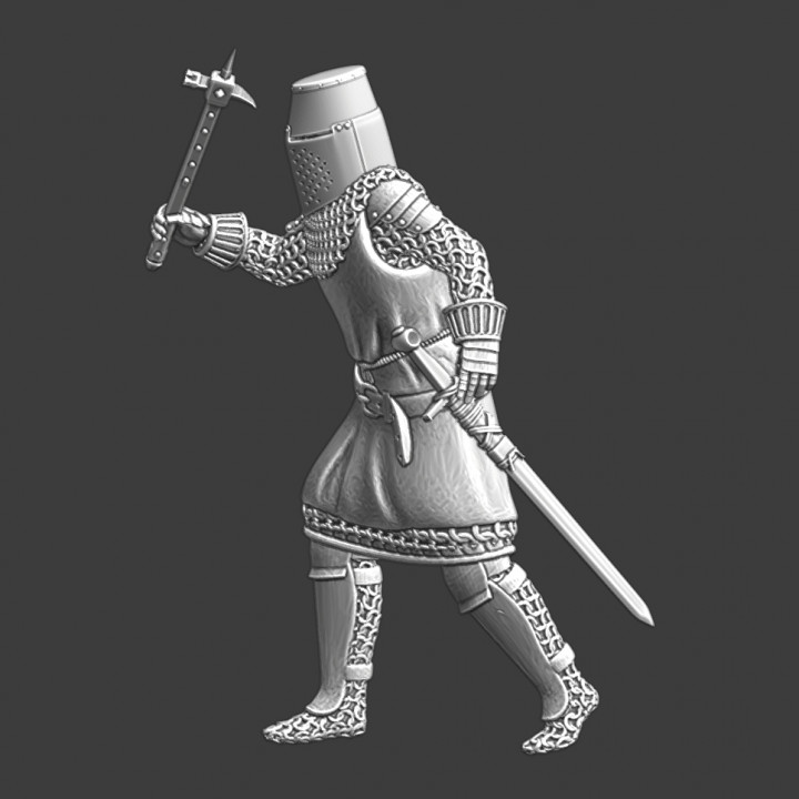 3D Printable Medieval Knight advancing with warhammer by Northern ...
