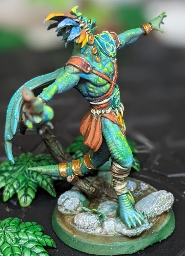 3D Printable Lizardfolk Sorcerer 32mm and 75mm pre-supported by White ...