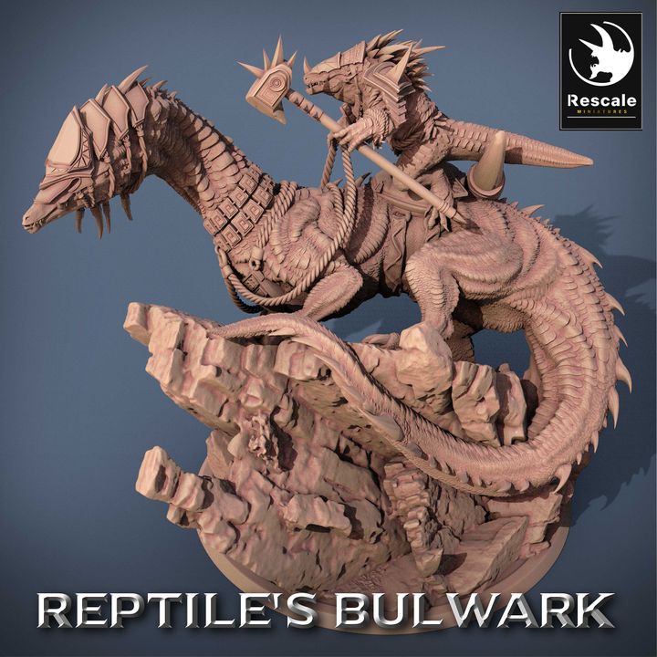 3D Printable Lizardmen Mount 04 Climbing by Rescale Miniatures
