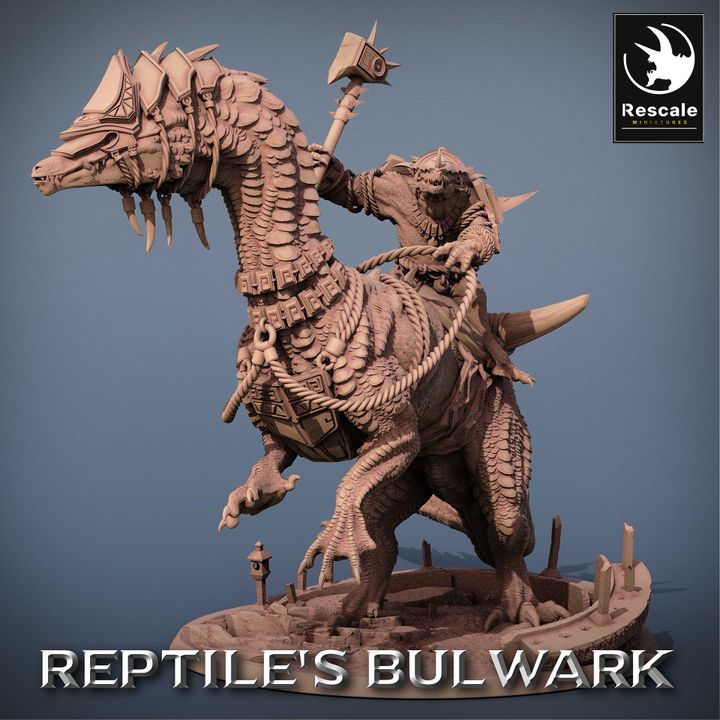 3D Printable Lizardmen Mount 05 Rear Up by Rescale Miniatures