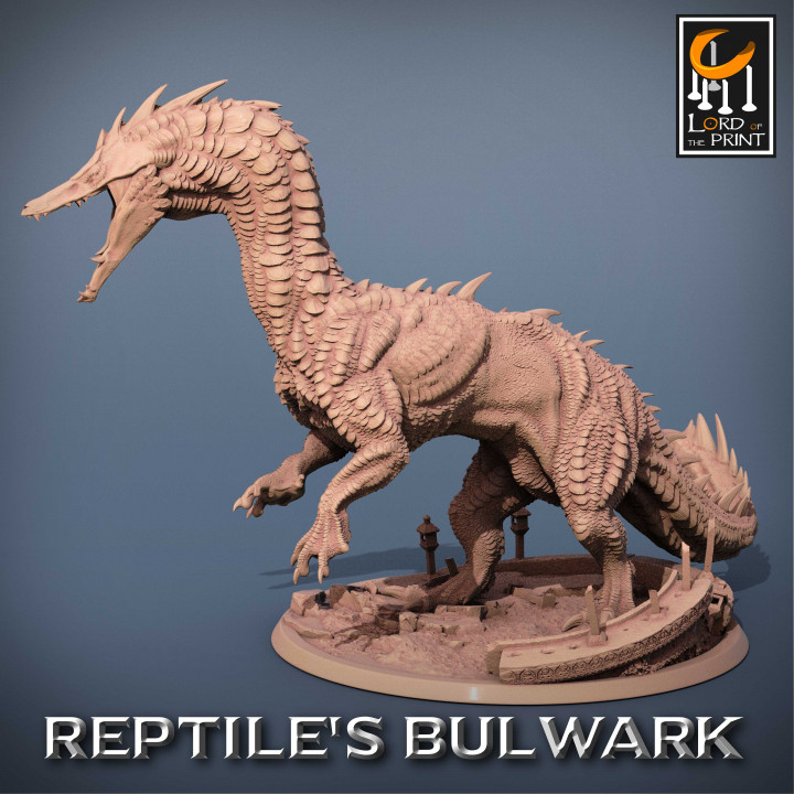 3D Printable Lizardmen Mount 05 Rear Up by Rescale Miniatures