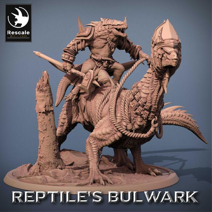 3D Printable Lizardmen Mount 02 Standing by Rescale Miniatures