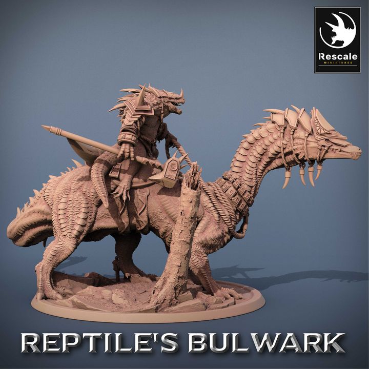 3D Printable Lizardmen Mount 02 Standing by Rescale Miniatures