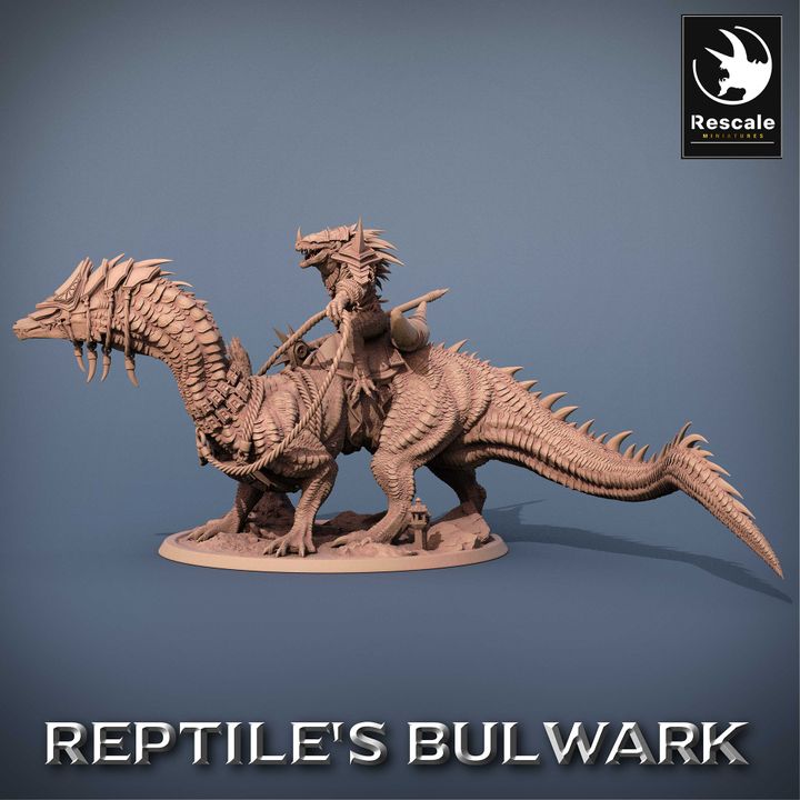 3D Printable Lizardmen Mount 02 Standing by Rescale Miniatures