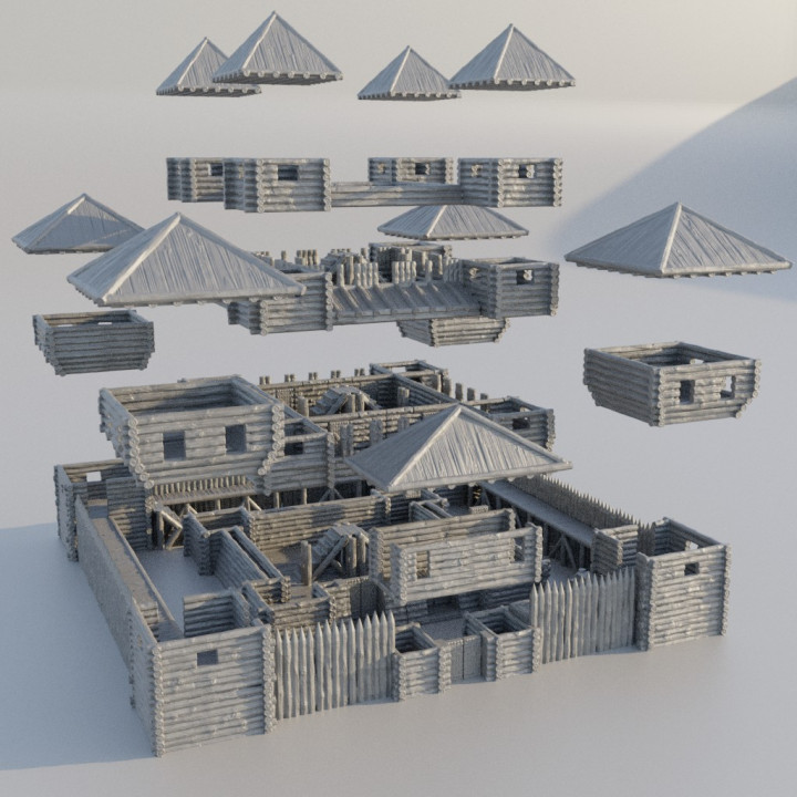 3D Printable Small Wooden Fort - Tabletop Terrain - 28 MM by MiniatureLand
