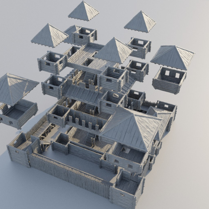 3D Printable Small Wooden Fort - Tabletop Terrain - 28 MM by MiniatureLand