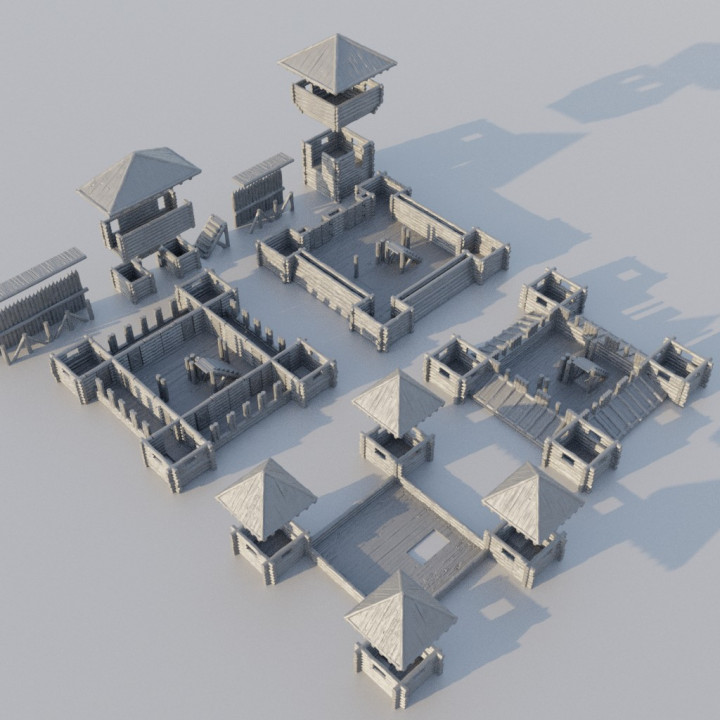 3D Printable Small Wooden Fort - Tabletop Terrain - 28 MM by MiniatureLand