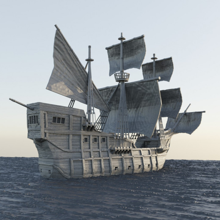 3D Printable Merchant Ship - Tabletop Terrain - 28 MM by MiniatureLand