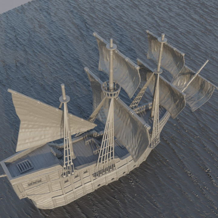 3D Printable Merchant Ship - Tabletop Terrain - 28 MM by MiniatureLand