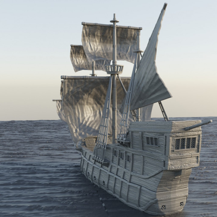 3D Printable Merchant Ship - Tabletop Terrain - 28 MM by MiniatureLand