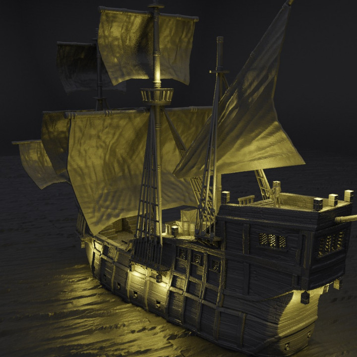 3D Printable Merchant Ship - Tabletop Terrain - 28 MM by MiniatureLand