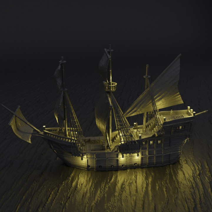3D Printable Merchant Ship - Tabletop Terrain - 28 MM by MiniatureLand