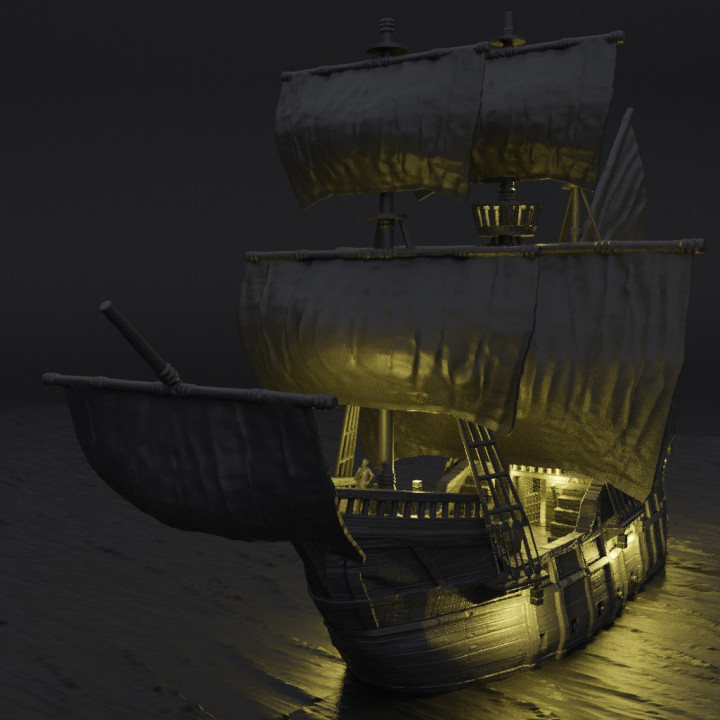 3D Printable Merchant Ship - Tabletop Terrain - 28 MM by MiniatureLand