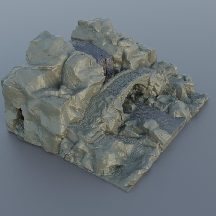 3D Printable Waterfall Bridge - Tabletop Terrain - 28 MM by MiniatureLand