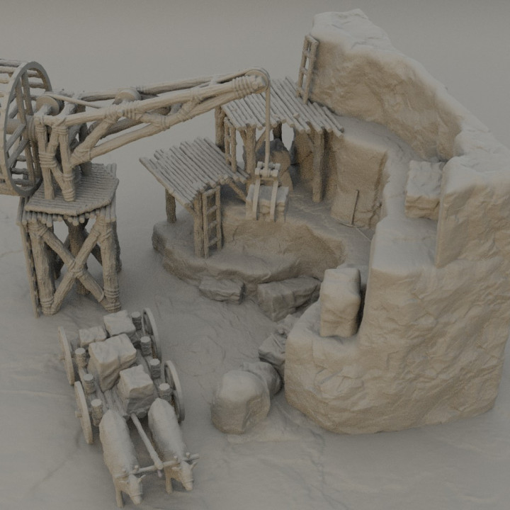 3D Printable Small Stone Quarry - Tabletop Terrain - 28 MM by MiniatureLand