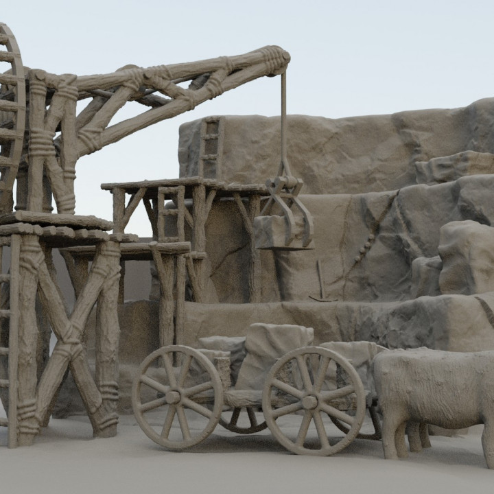 3D Printable Small Stone Quarry - Tabletop Terrain - 28 MM by MiniatureLand