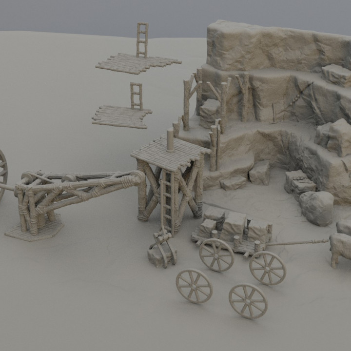 3D Printable Small Stone Quarry - Tabletop Terrain - 28 MM by MiniatureLand