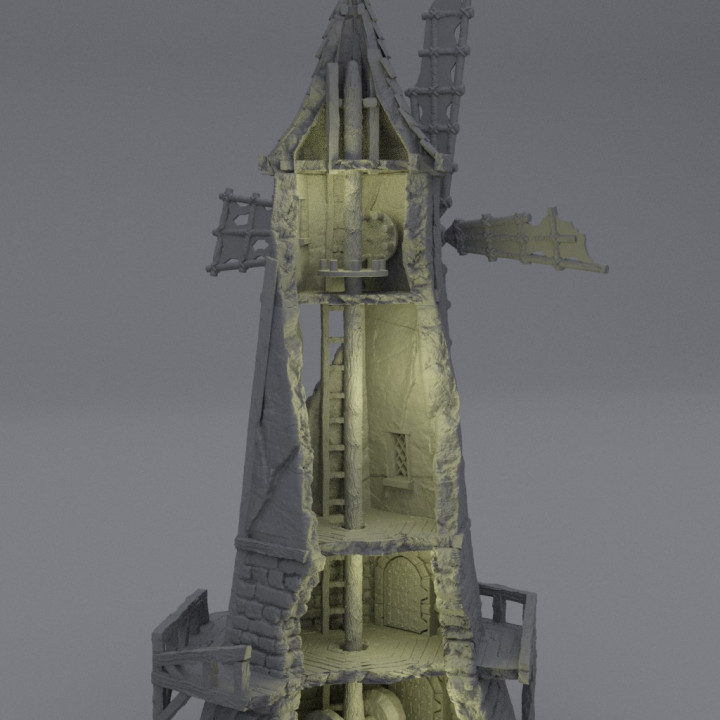 3D Printable Ruined Windmill- Tabletop Terrain - 28 MM by MiniatureLand