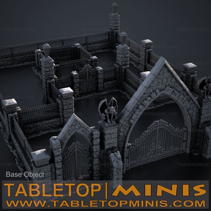 3D Printable Modular Cemetery Gates by TableTopMinis