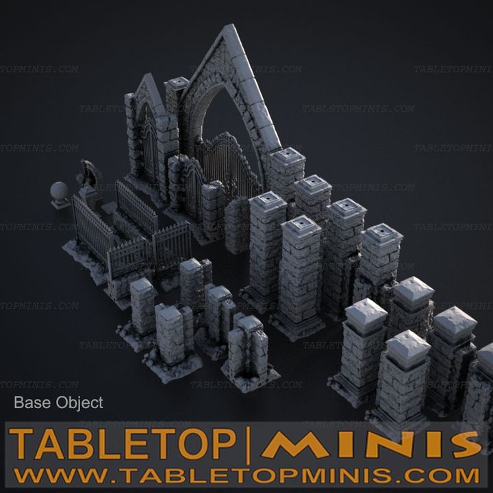 3D Printable Modular Cemetery Gates by TableTopMinis
