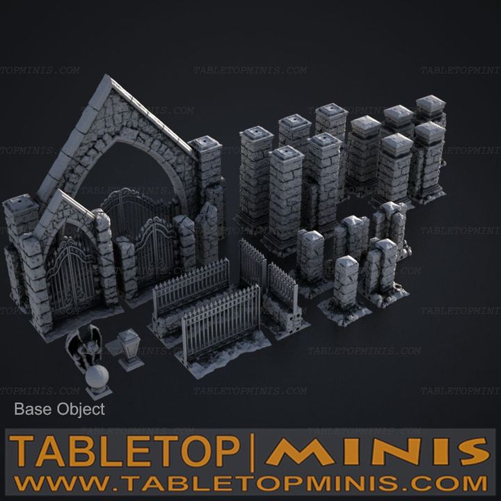 3D Printable Modular Cemetery Gates by TableTopMinis