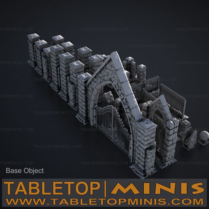 3D Printable Modular Cemetery Gates by TableTopMinis