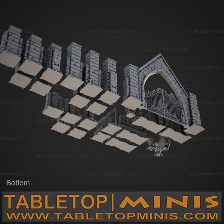 3D Printable Modular Cemetery Gates by TableTopMinis