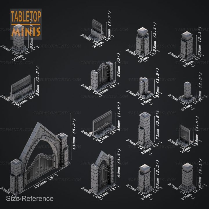 3D Printable Modular Cemetery Gates by TableTopMinis