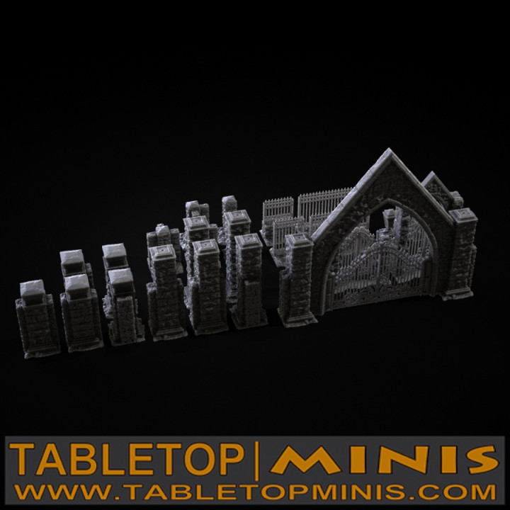 3D Printable Modular Cemetery Gates by TableTopMinis