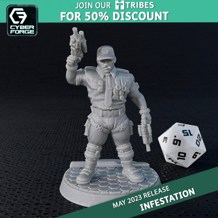 3D Printable Cyber Forge Infestation General Kala by Titan Forge Miniatures