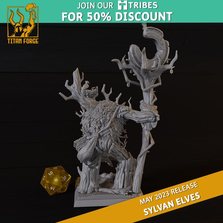 3D Printable Sylvan Elves Thicket Shepherd by Titan Forge Miniatures