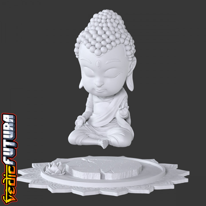 3D Printable Chibi Buddha - Serenity on the Lotus Pond [Easy Paint] by ...